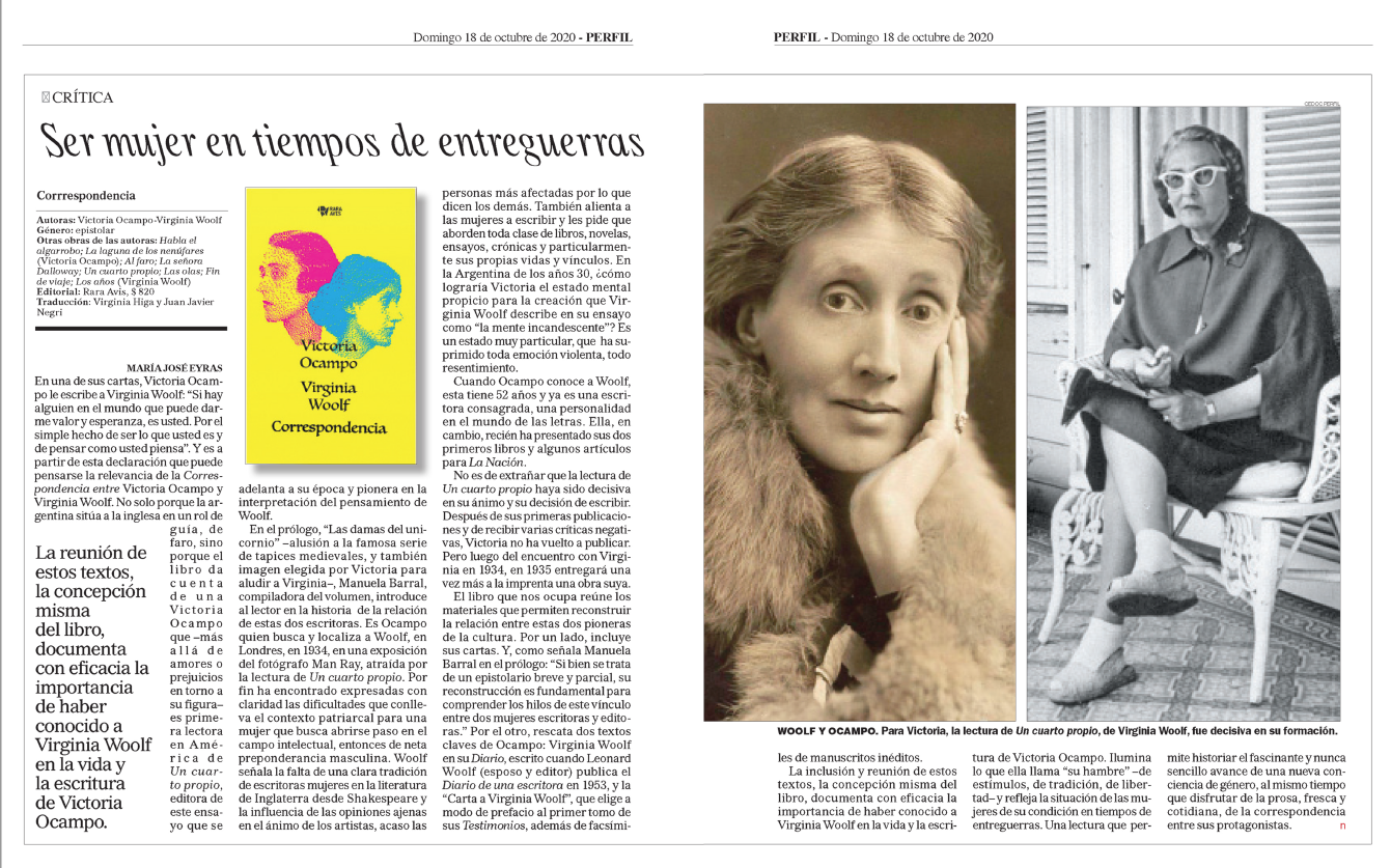 Correspondencia Victoria Ocampo–Virginia Woolf. Ser mujer en tiempos de ...